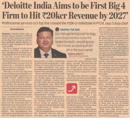 Deloitte ₹20K Cr revenue goal: Fastest-growing Big 4