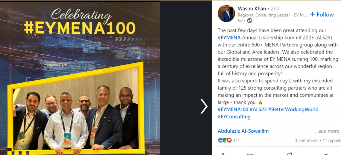 Ernst & Young MENA celebrates 100 Years of establishment