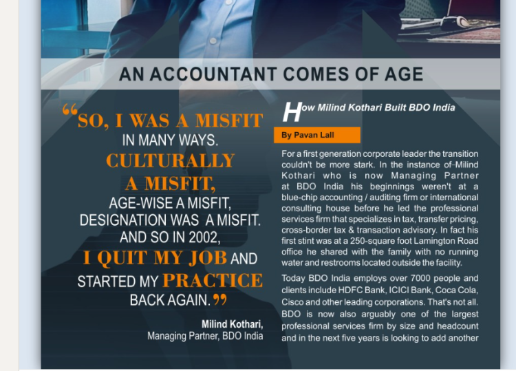 Milind Kothari's BDO India is looking to raise Private Equity