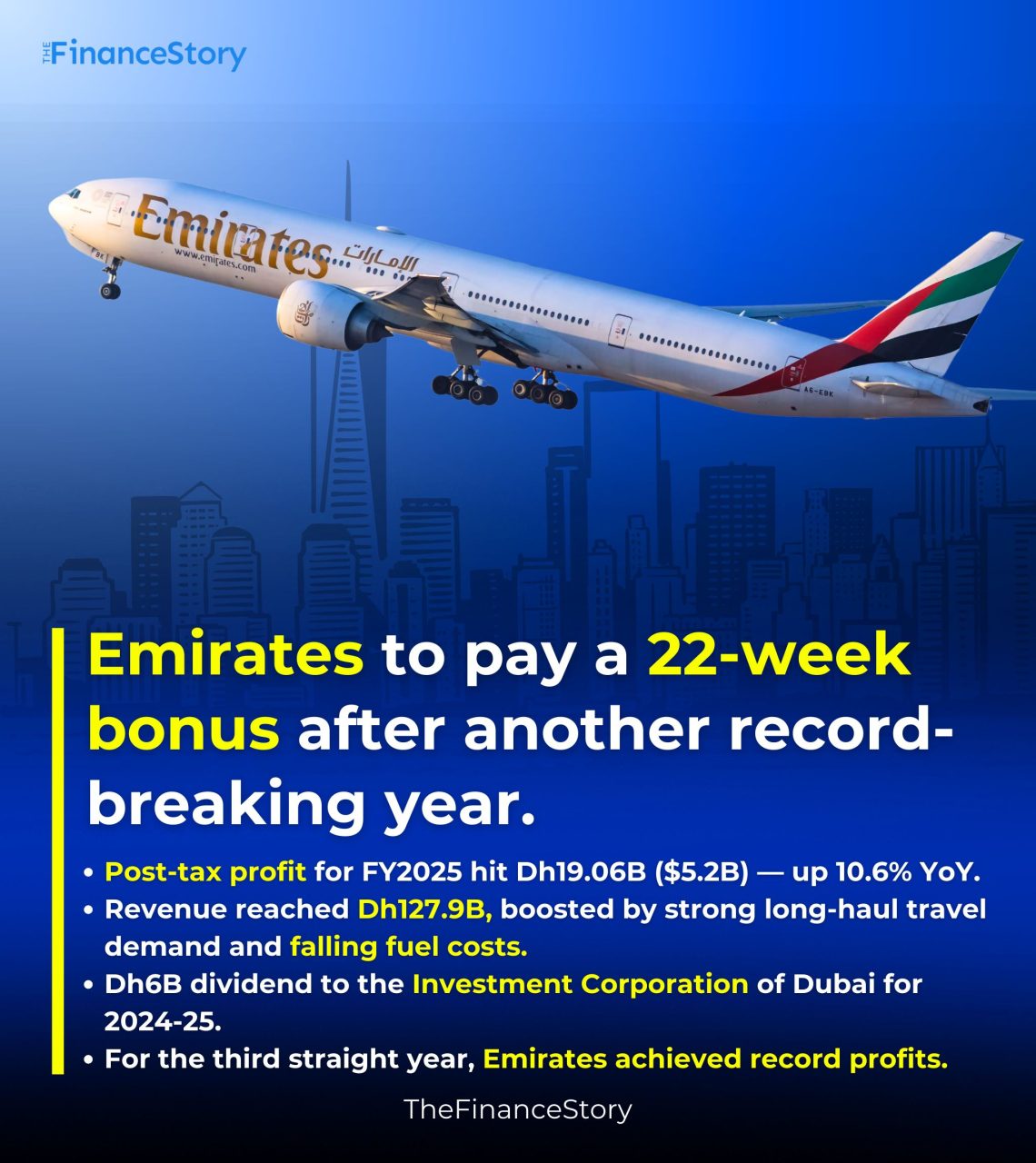 Emirates hits $5.2B profit, rewards staff with 22-week bonus